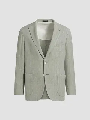 SAKS FIFTH AVENUE Collection Solid Herringbone Jacket - Green