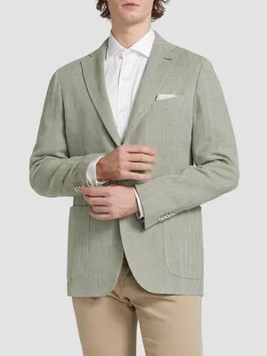 SAKS FIFTH AVENUE Collection Solid Herringbone Jacket