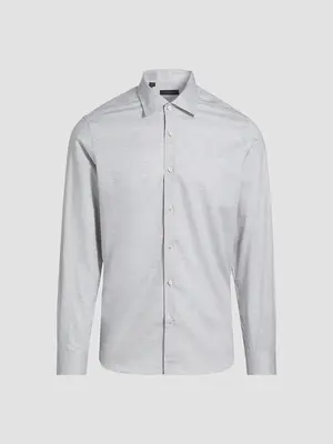 SAKS FIFTH AVENUE Heathered Cotton Dress Shirt - Grey