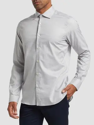 SAKS FIFTH AVENUE Heathered Cotton Dress Shirt