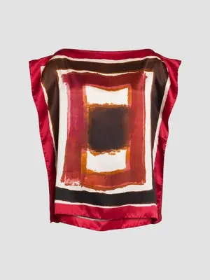 Kiton Painted Silk Cap-sleeve Blouse - Cherry