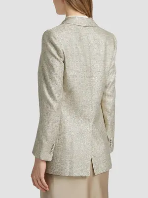 Kiton Metallic Tweed One-button Blazer