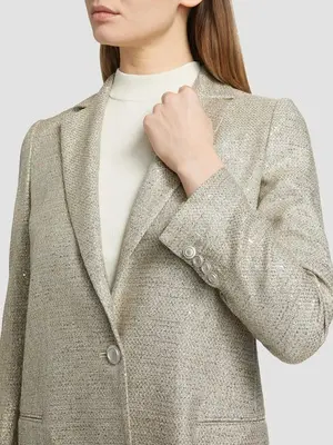 Kiton Metallic Tweed One-button Blazer