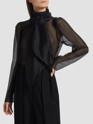 ANONLYCHILD Teddy Silk Tieneck Blouse