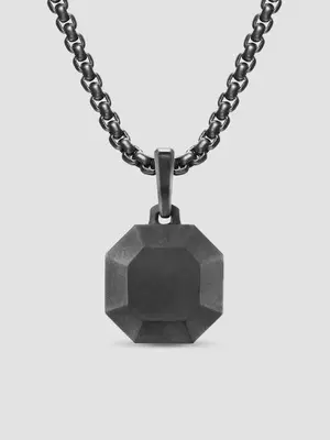 David Yurman Faceted Stone Amulet In Titanium, 16mm - Black