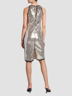 Attico Sequined Knee-length Dress - Silver