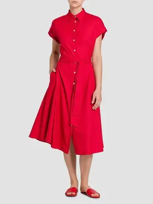 Kiton Stretch-silk Short-sleeve Midi-shirtdress