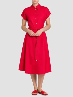 Kiton Stretch-silk Short-sleeve Midi-shirtdress