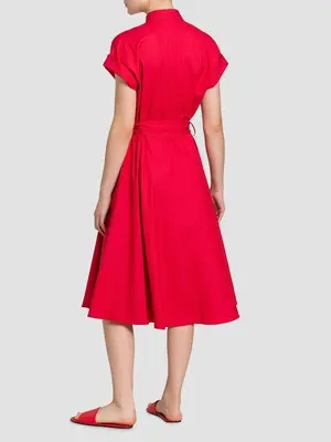 Kiton Stretch-silk Short-sleeve Midi-shirtdress