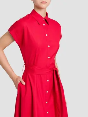 Kiton Stretch-silk Short-sleeve Midi-shirtdress