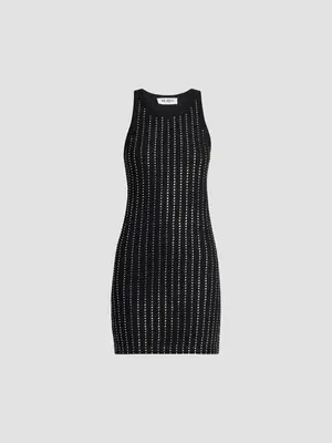 Attico Crystal-embellished Cotton Minidress