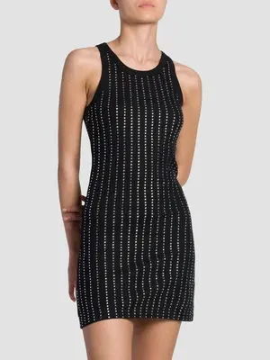 Attico Crystal-embellished Cotton Minidress