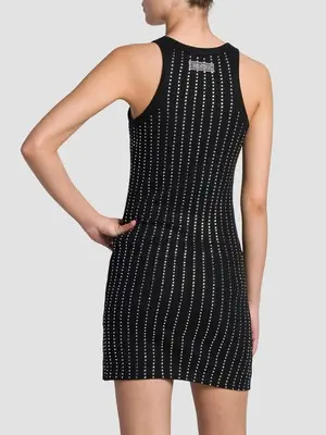 Attico Crystal-embellished Cotton Minidress