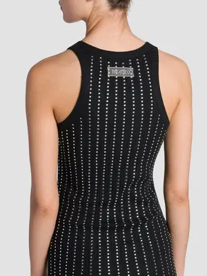 Attico Crystal-embellished Cotton Minidress