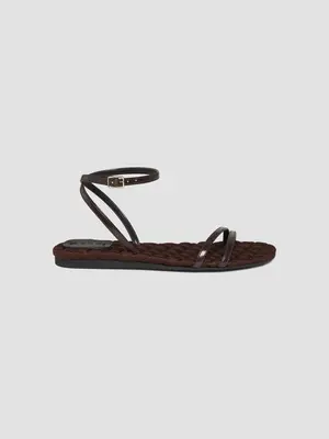 Aera Faye Vegan Brushed Leather Flat Sandals Brown