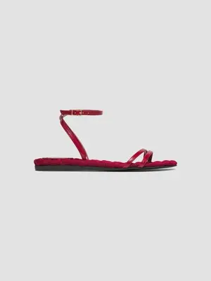 Aera Faye Vegan Brushed Leather Flat Sandals - Red