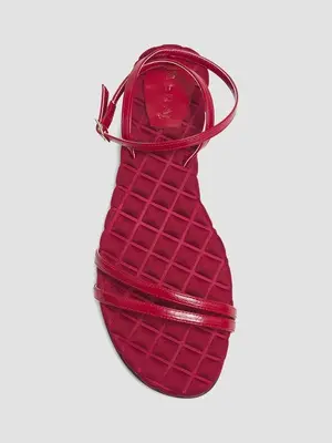 Aera Faye Vegan Brushed Leather Flat Sandals - Red
