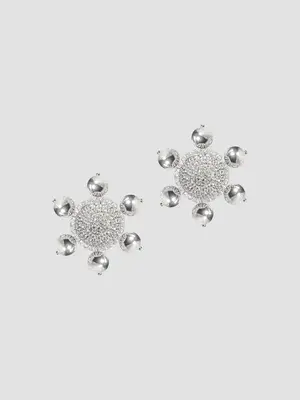 SAULÉ Toile Jolie Silvertone Or Goldtone & Rhinestone Clip-on Earrings - Silver Gloss