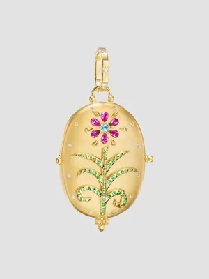 Temple St. Clair Fiori 18k & Multi-gemstone Locket - Yellow Gold