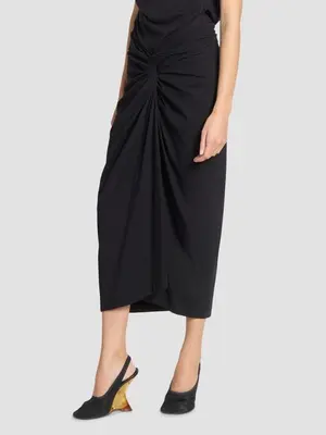 Dries Van Noten Cotton Twist-front Draped Midi-skirt