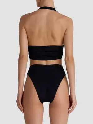 MAYGEL CORONEL Vives Ruched Halter Bikini - Black