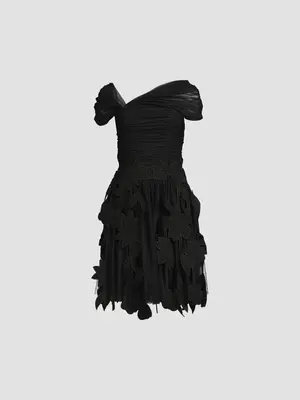 Shani Ruched Tulle Laser-cut Minidress