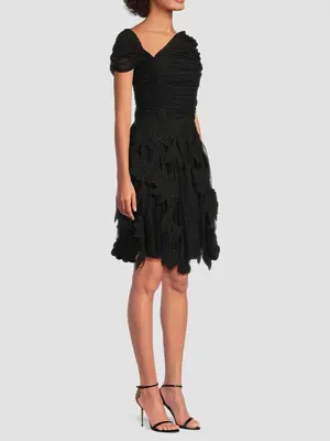 Shani Ruched Tulle Laser-cut Minidress