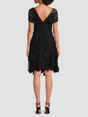 Shani Ruched Tulle Laser-cut Minidress