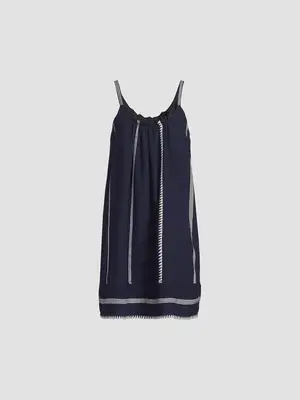LEMLEM Zina Cotton Scoopneck Minidress - Navy