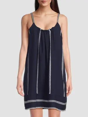 LEMLEM Zina Cotton Scoopneck Minidress - Navy