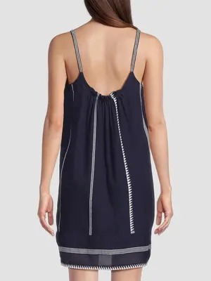 LEMLEM Zina Cotton Scoopneck Minidress - Navy
