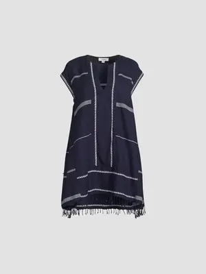 LEMLEM Elina Cotton V-neck Caftan - Navy