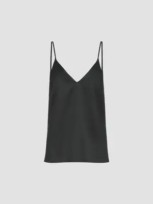 Brunello Cucinelli Stretch Silk Satin Camisole Top - Black