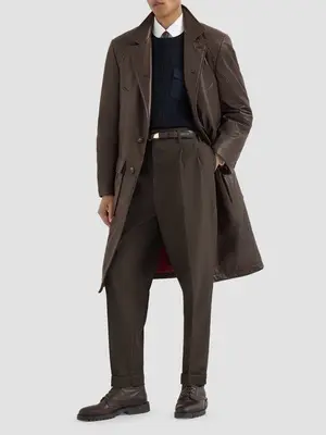 Brunello Cucinelli Virgin Wool Diagonal Trousers With Double Pleats