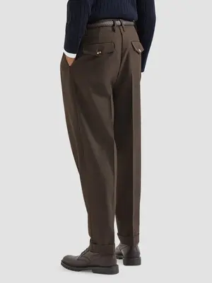 Brunello Cucinelli Virgin Wool Diagonal Trousers With Double Pleats