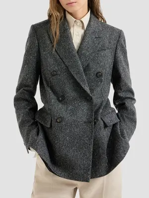 Brunello Cucinelli Virgin Wool Donegal Blazer With Monili