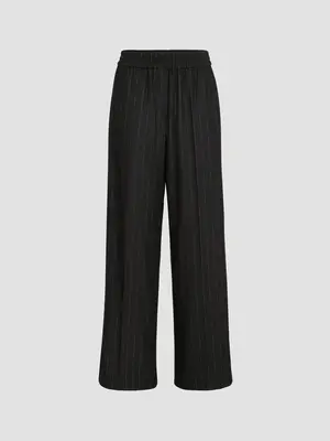 Brunello Cucinelli Comfort Virgin Wool Dazzling Chalk Stripe Loose Track Trousers - Blue