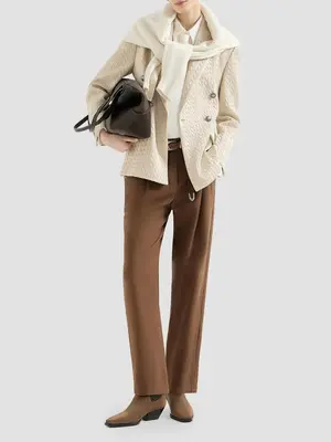Brunello Cucinelli Stretch Cotton Cover Baggy Pull-on Trousers With Shiny Bartack - Cigar