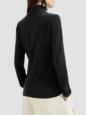 Brunello Cucinelli Cashmere And Silk Lightweight Turtleneck Sweater - Anthracite