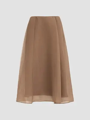 Brunello Cucinelli Crispy Silk Circle Skirt - Brown