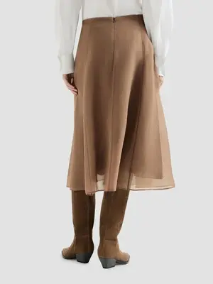 Brunello Cucinelli Crispy Silk Circle Skirt - Brown