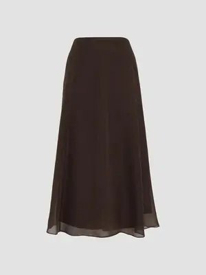 Brunello Cucinelli Crispy Silk Circle Skirt - Cocoa