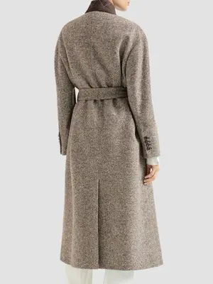 Brunello Cucinelli Virgin Wool And Silk Mélange Diagonal Belted Coat