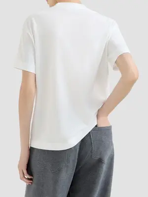 Brunello Cucinelli Cotton Jersey T-shirt With Shiny Tab - White
