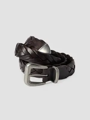 Brunello Cucinelli Braided Leather Belt With Monili - Brown