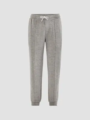 Brunello Cucinelli Cashmere And Silk French Terry Trousers With Elasticated Zipper Cuffs - Grey