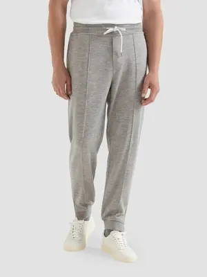 Brunello Cucinelli Cashmere And Silk French Terry Trousers With Elasticated Zipper Cuffs