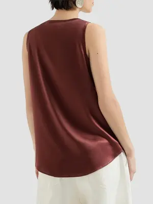 Brunello Cucinelli Stretch Silk Satin Top - Wine