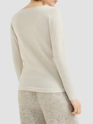 Brunello Cucinelli Sparkling Cashmere And Silk Lightweight Sweater - Milk