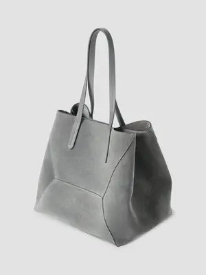 Brunello Cucinelli Duo Tote Bag In Suede With Monili - Stone Grey